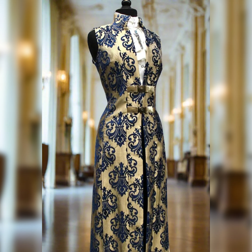 Necromantic Vest - Gold with Blue Velvet Brocade – Vampfangs